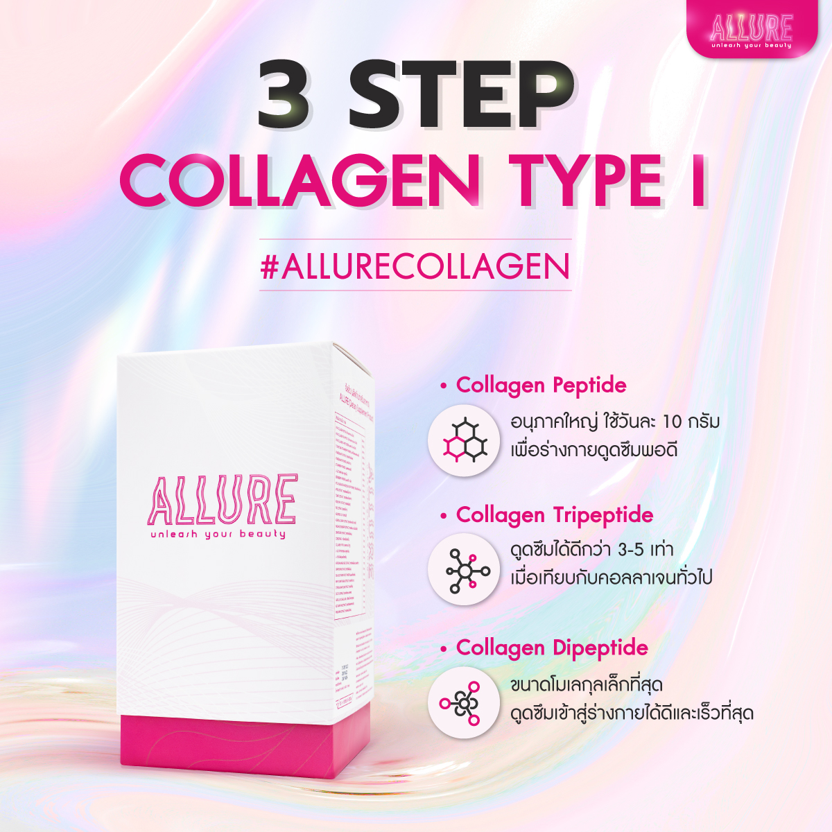 ALLURE ผลิตภัณฑ์เสริมอาหารคอลลาเจนชนิดผงละลายน้ำ